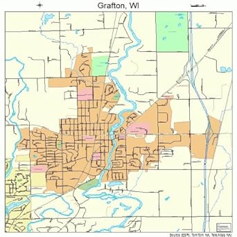 Large Street & Road Map of Grafton, Wisconsin WI - Printed poster size ...