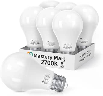 MASTERY MART A19 LED Bulbs 60 Watt Equivalent, 9W Non-Dimmable, Flicker ...