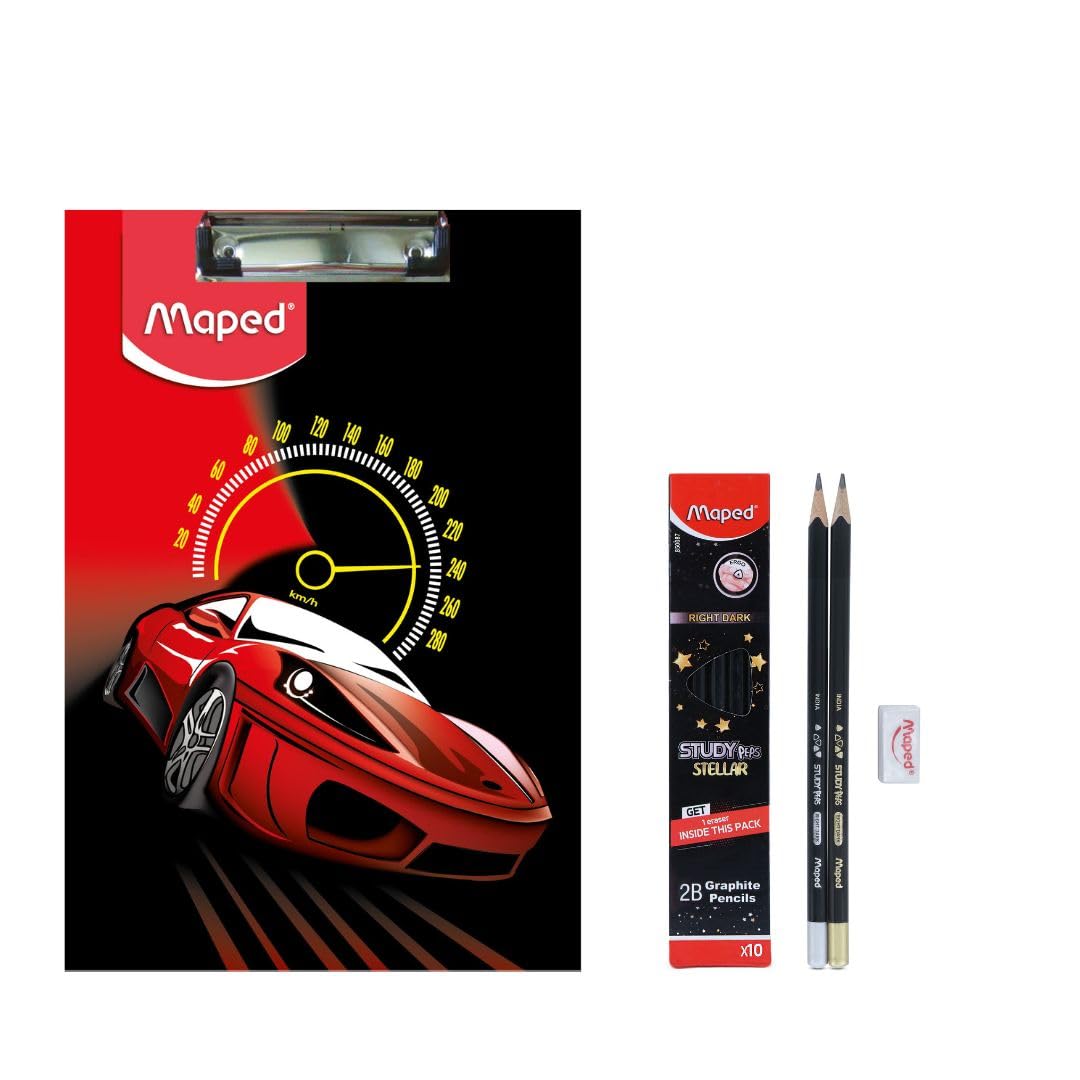 Maped Exam kit - 12pc Set (Car Theme) |High-End Clipboard and Wooden ...