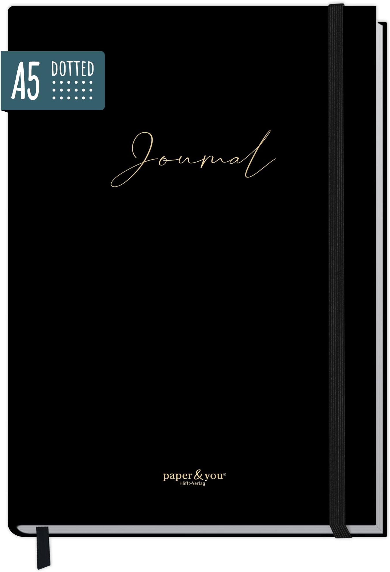 paper&you® Bullet Journal dotted A5 mit Gummiband "Black Edition" 156 ...