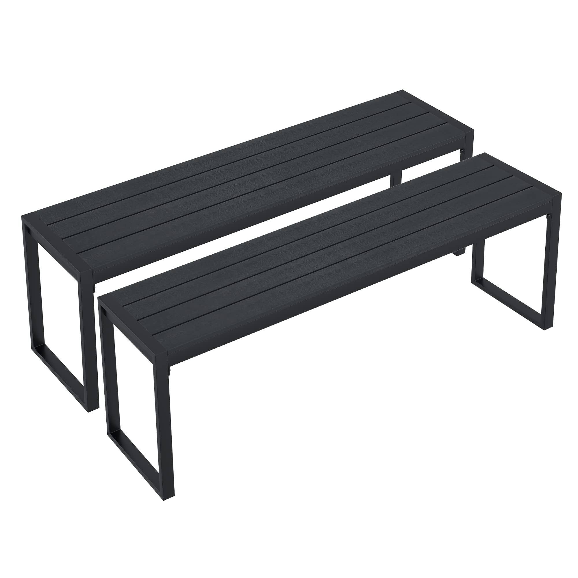 Snapklik.com : 3-Person Outdoor Bench, 2 Pieces 53" Long Garden Bench ...