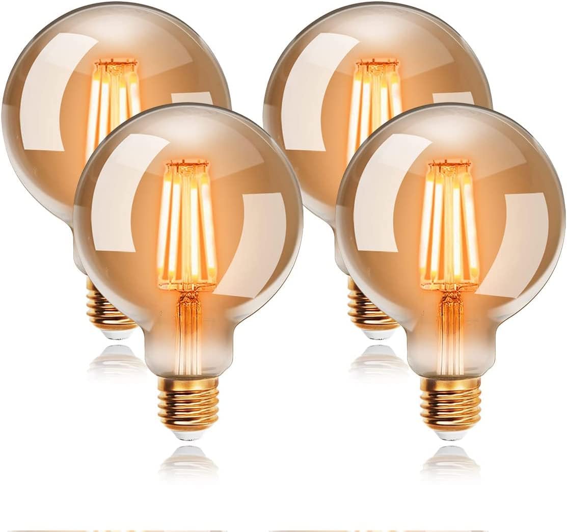 EXTRASTAR E27 Vintage Edison Light Bulb, 6W G95 Retro Antique Filament ...