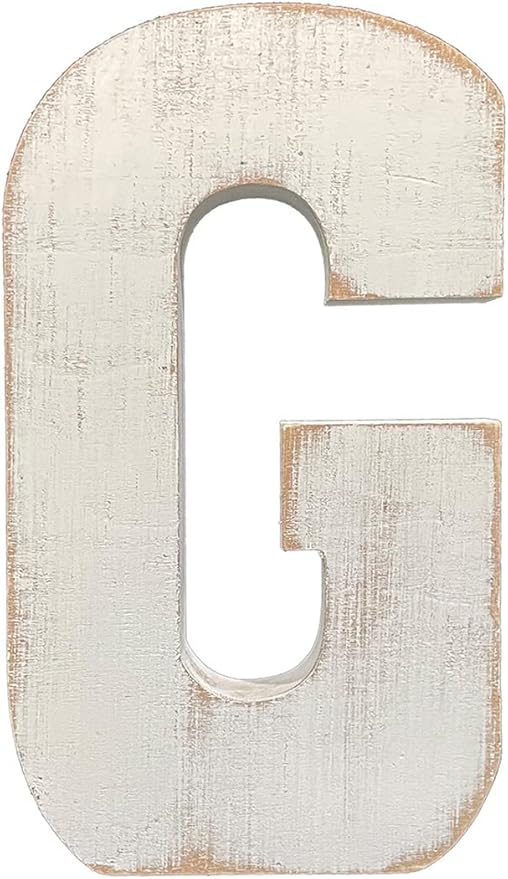 Amazon.com: ABELOTS Large Wood Letter Distressed White Wash Alphabet ...