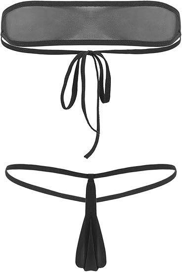Aislor 2Pcs Womens Sheer Mesh Teardrop Micro Bikini Lingerie Mini Thong ...