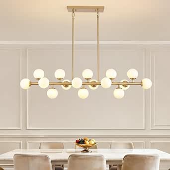 16-Light Gold Sputnik Chandelier,3CCT Dimmable,48” Mid-Century Modern ...