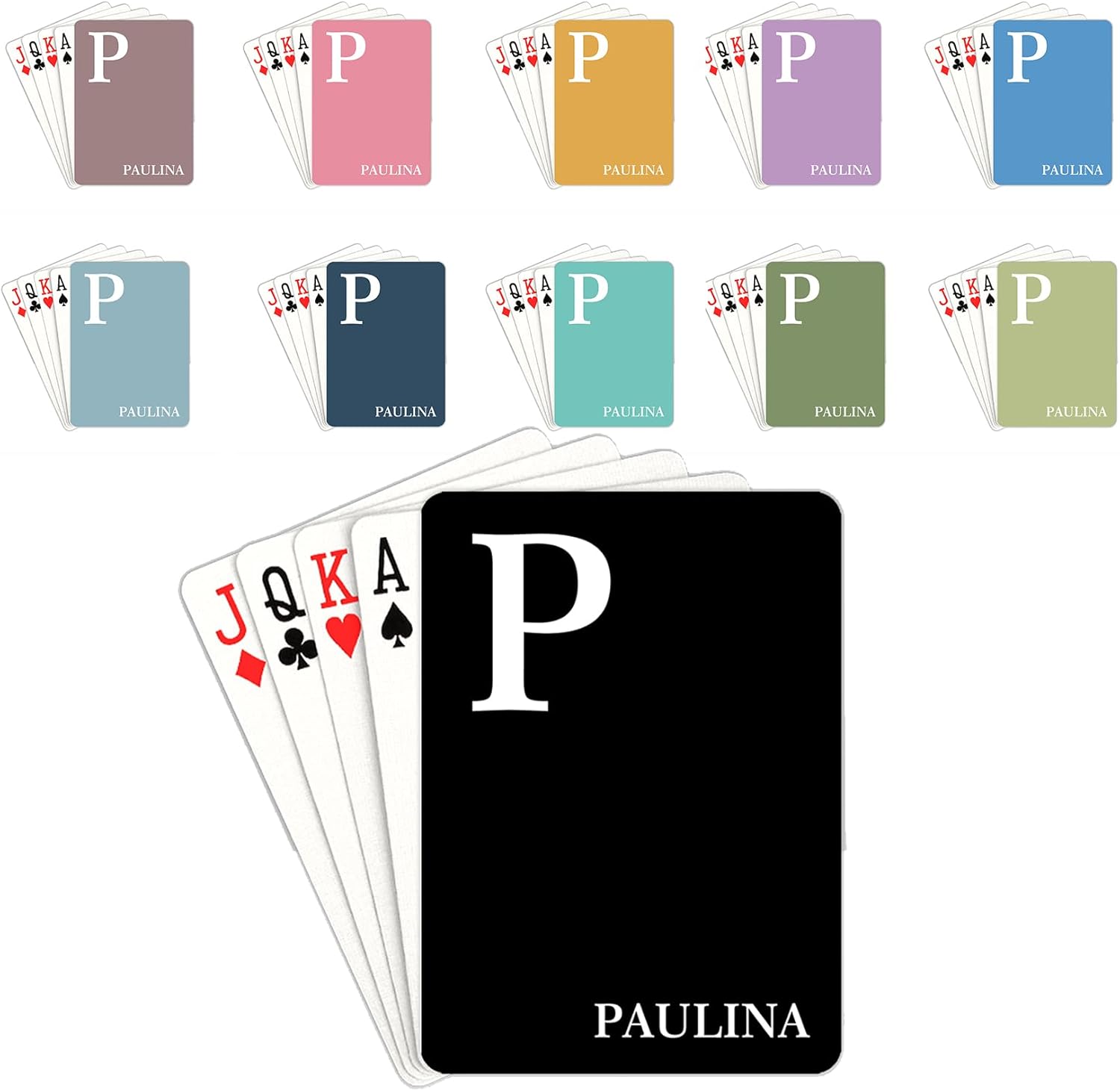 Amazon.com: Custom Name Initial Playing Cards - Personalized Monogram ...