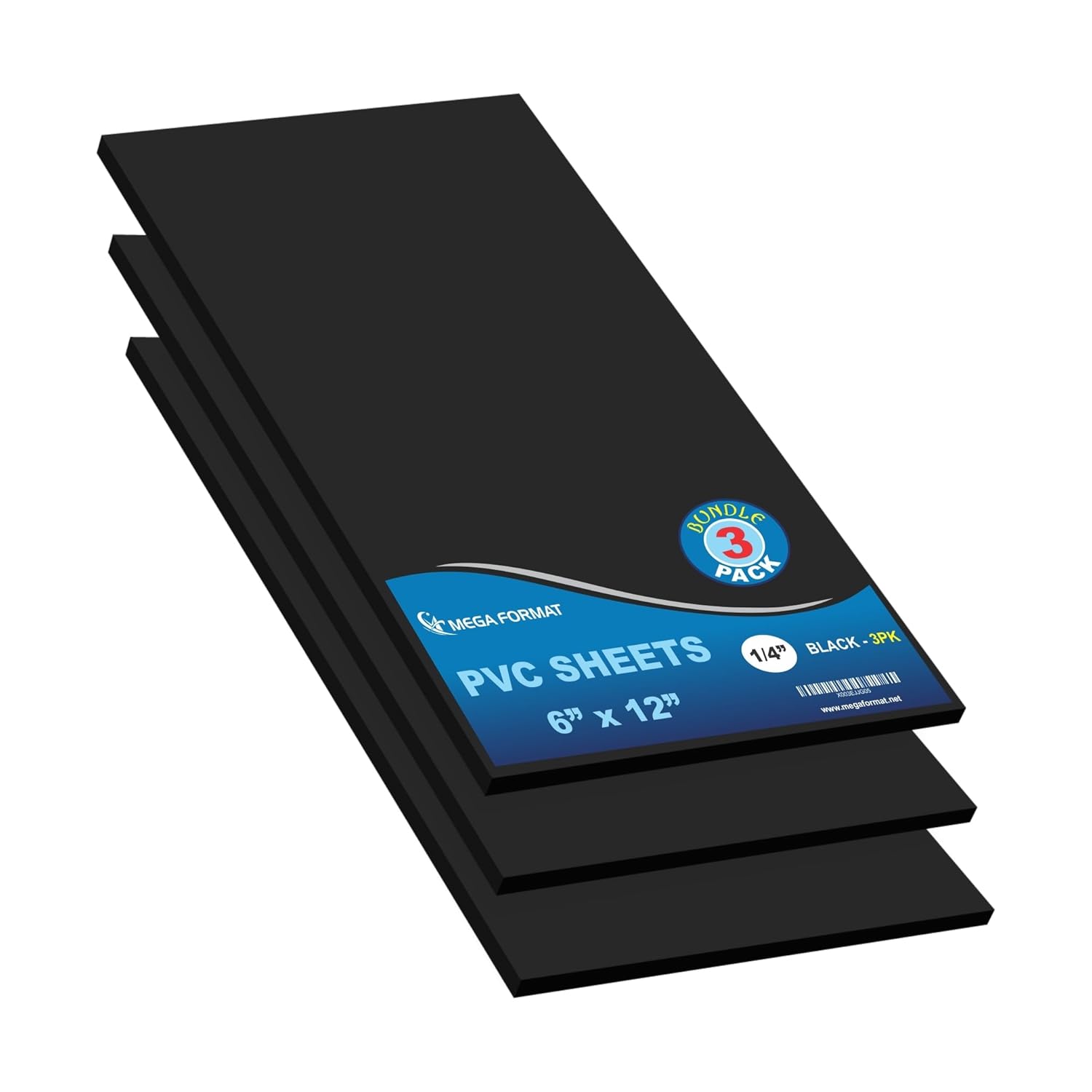 MEGA FORMAT Expanded PVC Plastic Sheets - 6'' X 12'' Rigid Black Sheet ...