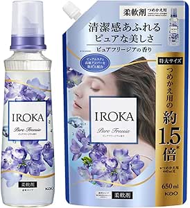 Amazon | 【スターターセット】イロカ IROKA ピュアフリージアの香り 本体 540ml + つめかえ 650ml 新香調 | ノーブランド品 | 液体柔軟剤