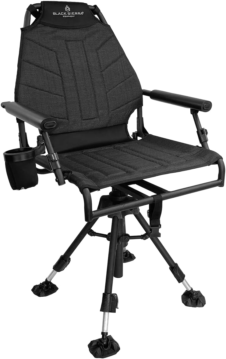 Amazon.com : Black Sierra Heavy Duty Hunting Chair Supports 300 Lbs, XL ...