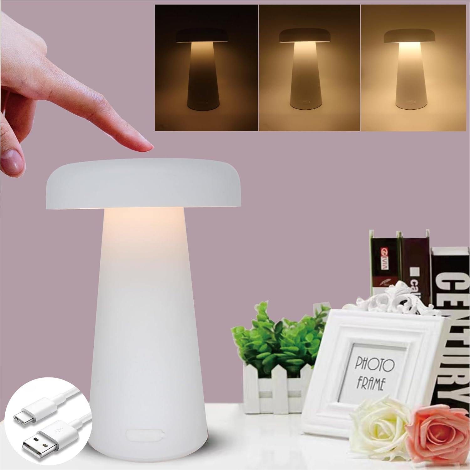 YONIKU LED Battery Powered Table Lamp Cordless Small Touch Lamps ...