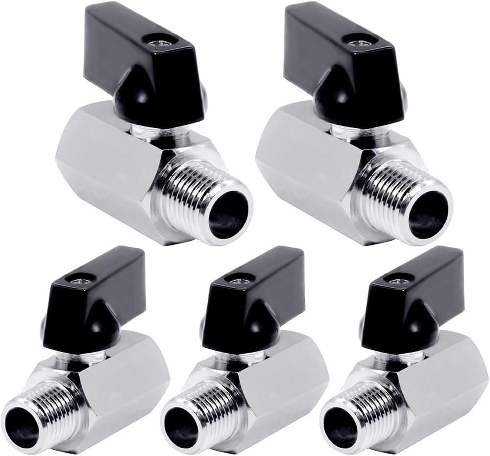 Amazon.com: Beduan 1/4 NPT Brass Mini Ball Valve NPT Female x Male Shut-Off Valve (Pack of 5 ...