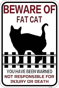Amazon.com: Beware Of FAT CAT Metal Tin Sign Vintage Retro Pub Home Bar ...