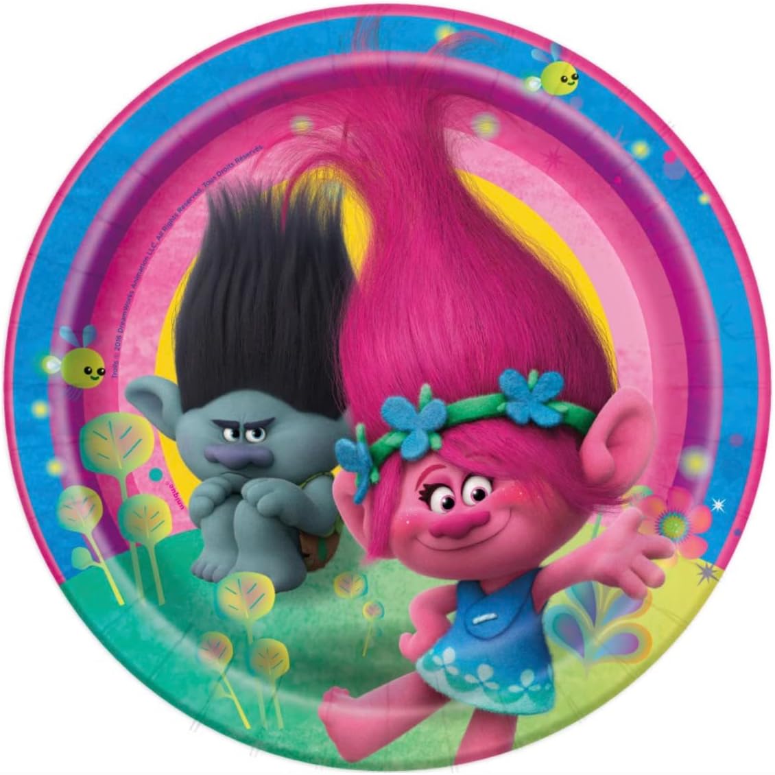 Amazon.com: Unique Round Dinner Paper Plates - 9" | Trolls | 8 Pcs ...