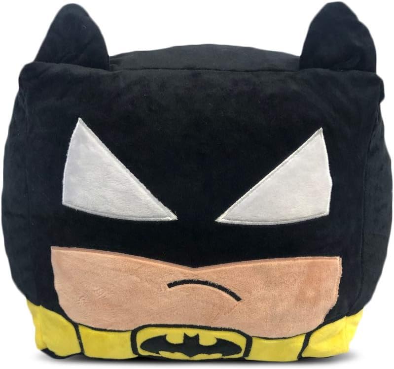 Idea Nuova Batman 3D Square Bean Bag Pouf Ottoman, Black Large