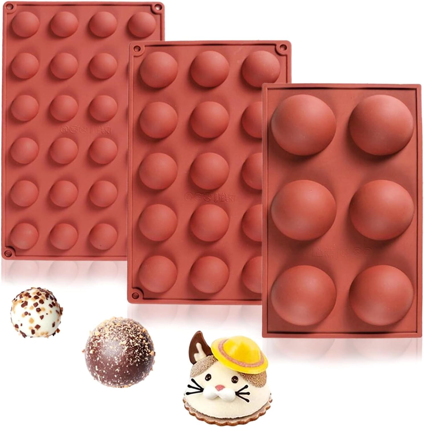 Amazon.com: 2 Pack Pearl Fondant Mold Silicone Ball Mold Half Sphere ...