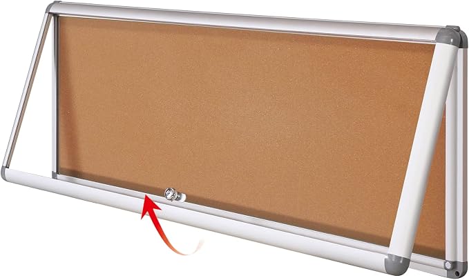 SWANCROWN Locking Bulletin Board Tamper-Proof Notice Board Cork Display ...