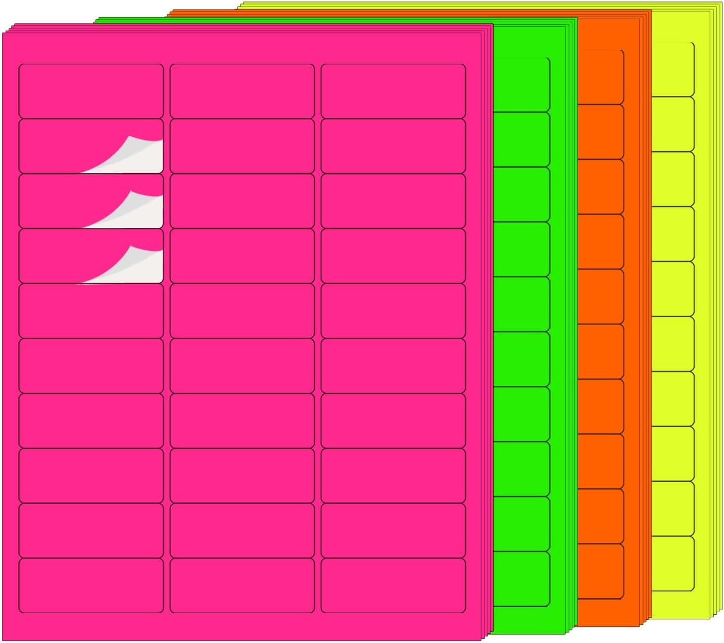 Amazon.com : STARLIBOO 1" x 2-5/8" Neon Colored Labels Stickers ...