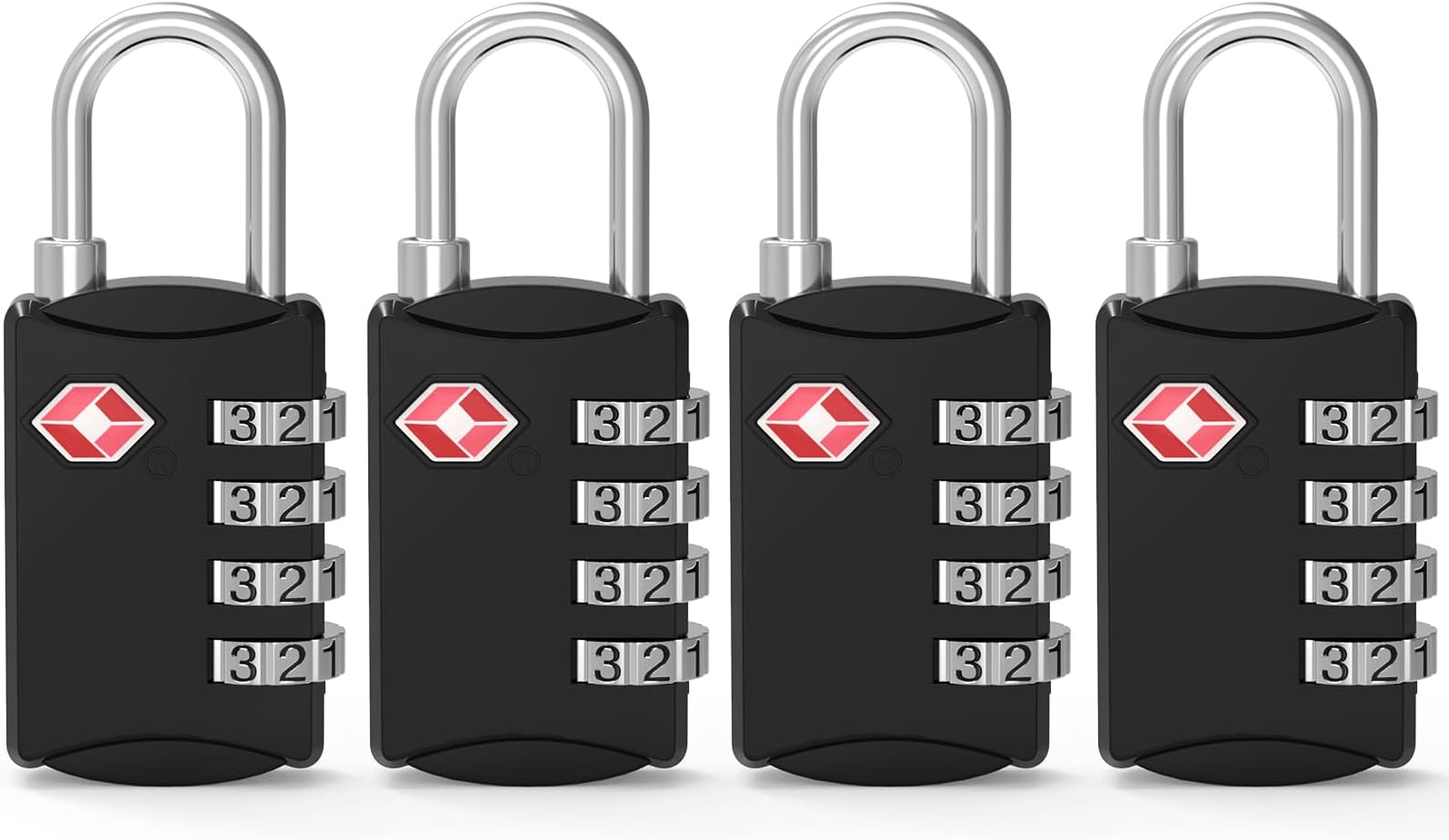 TSA Luggage Locks (4Pack) - 3 Digit Combination Padlocks - Approved ...