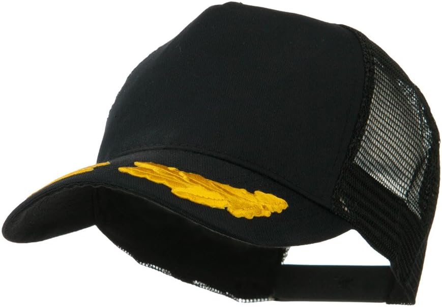 e4Hats.com 5 Panel Mesh Back Gold Oak Leaves Patch Cap - Black OSFM at ...