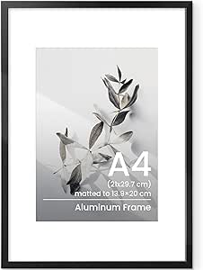 A4 Picture Frame, Black Metal A4 (21x 30 cm) Certificates Documents ...