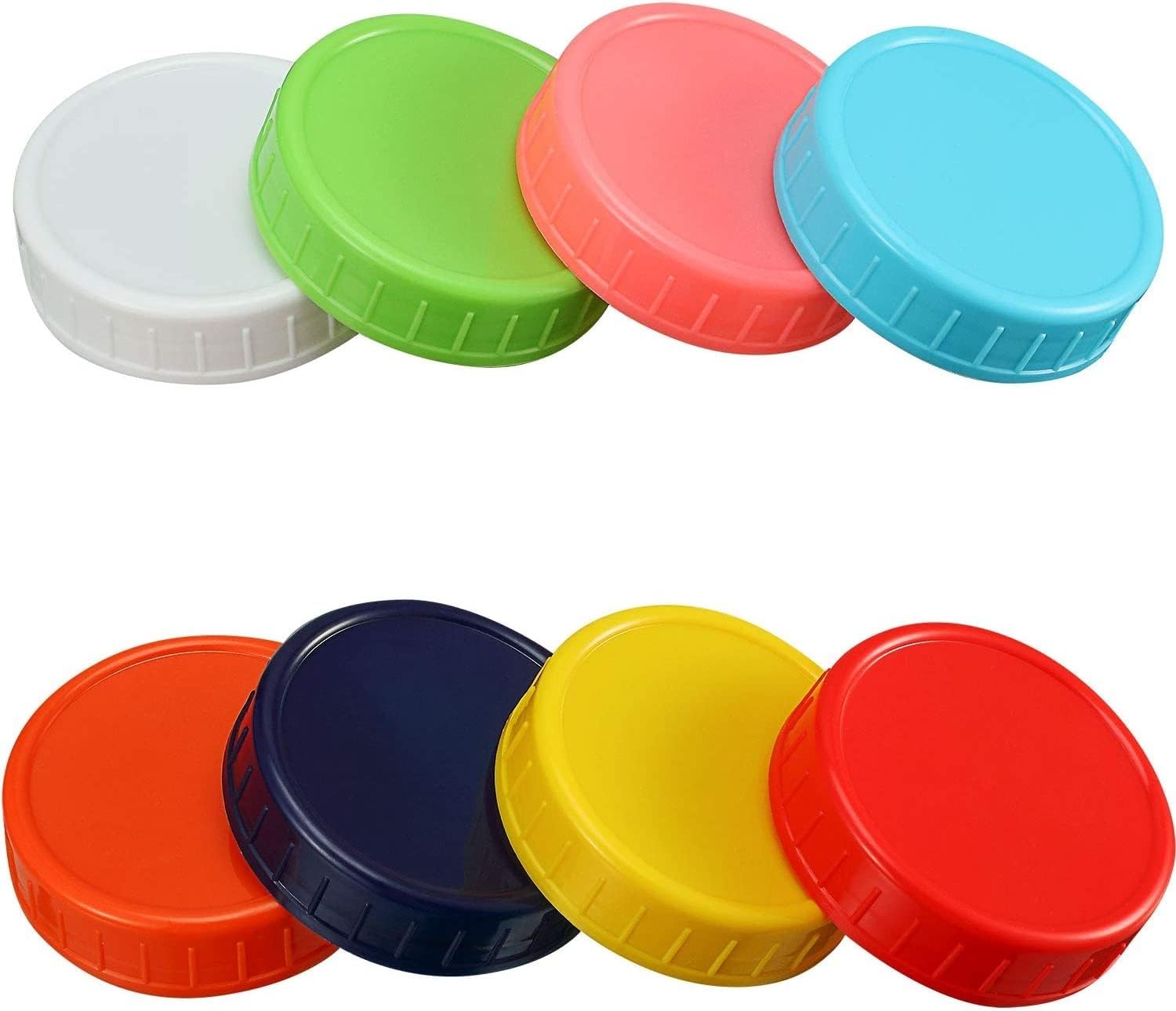 RuishiLinh 8 Pcs Colored Plastic Mason Jar Lids - 70 mm Regular Mouth ...