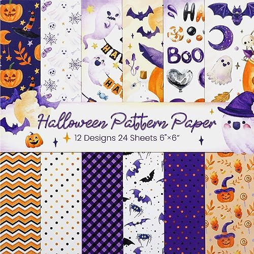 Amazon.com : Morcheiong 55 Sheets Halloween Pattern Paper Decorative ...