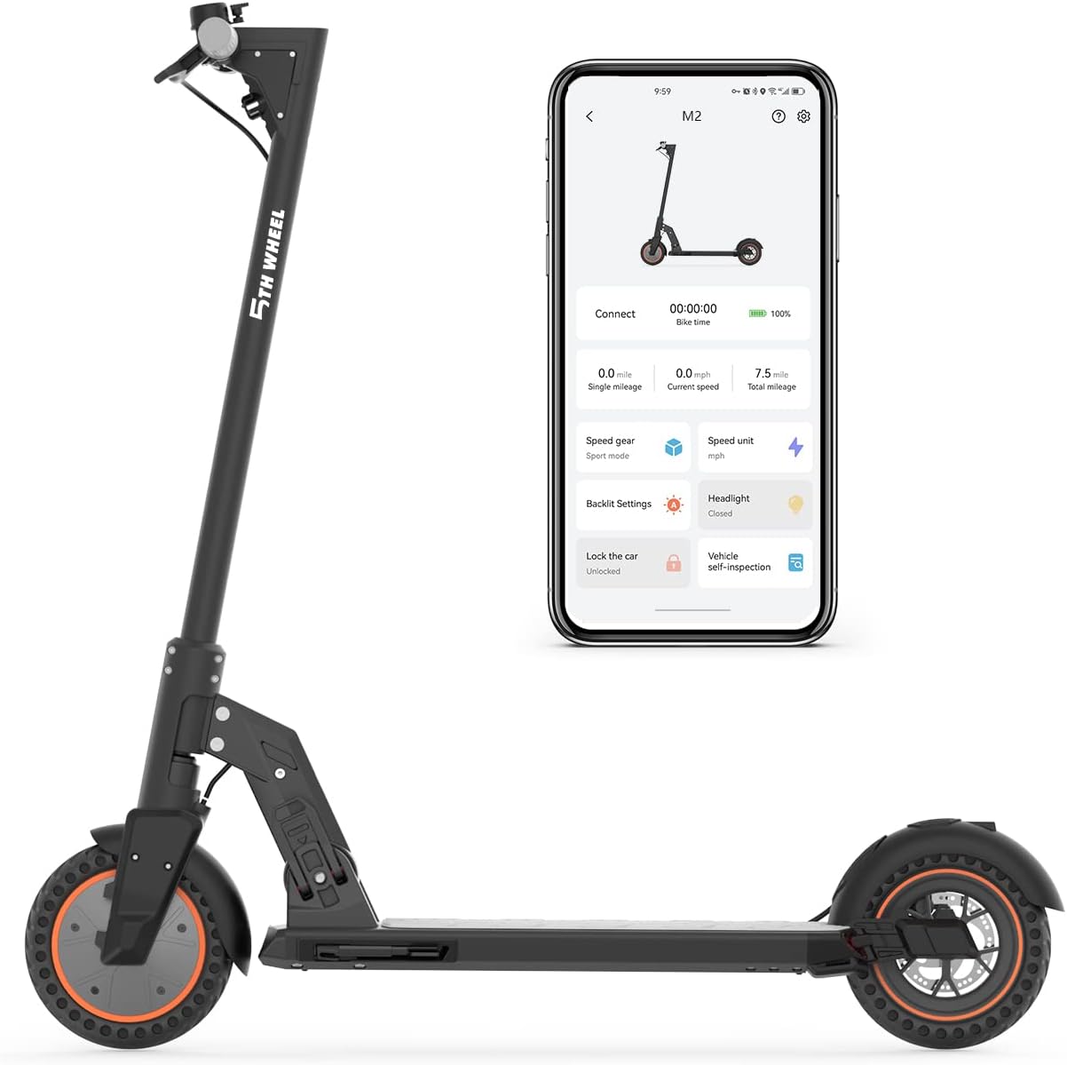 Amazon.com : Electric Scooter - 5TH WHEEL M2 Electric Scooter Adults, 8 ...