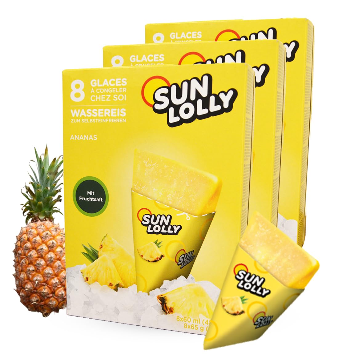 Amazon | 【アイスキャンディ】 SUN LOLLY パイナップル味(8個入×3箱セット) 保存料・人工甘味料不使用 | Sun Lolly | 氷菓・シャーベット 通販