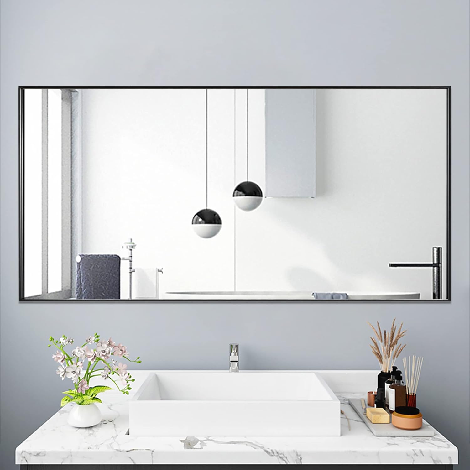 Amazon.com: DANSKLUX 24x40 Inch Wall Mirror for Bathroom, Black ...
