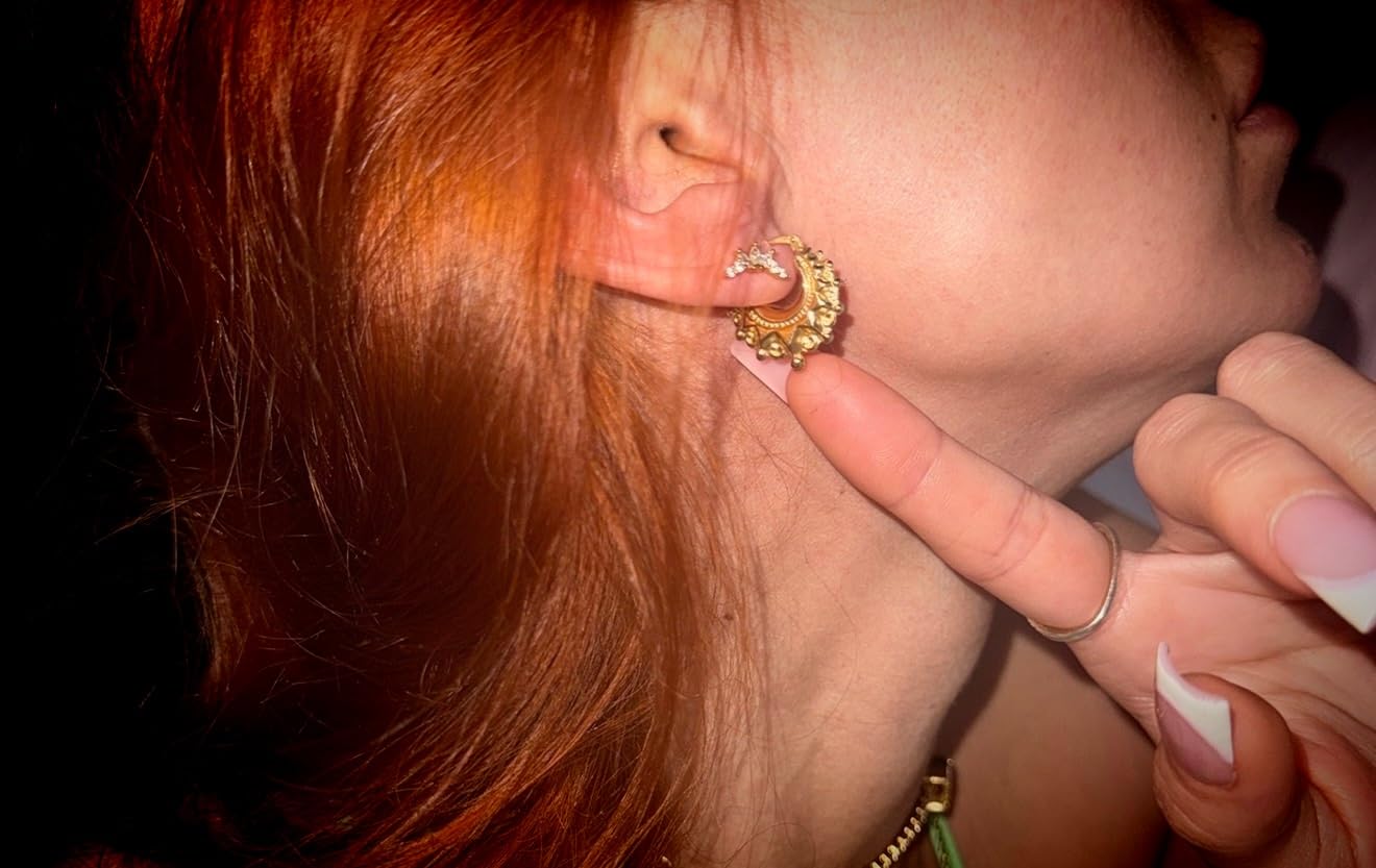 9ct Yellow Gold on Silver Victorian Style Gypsy Creole Hoop Earrings ...