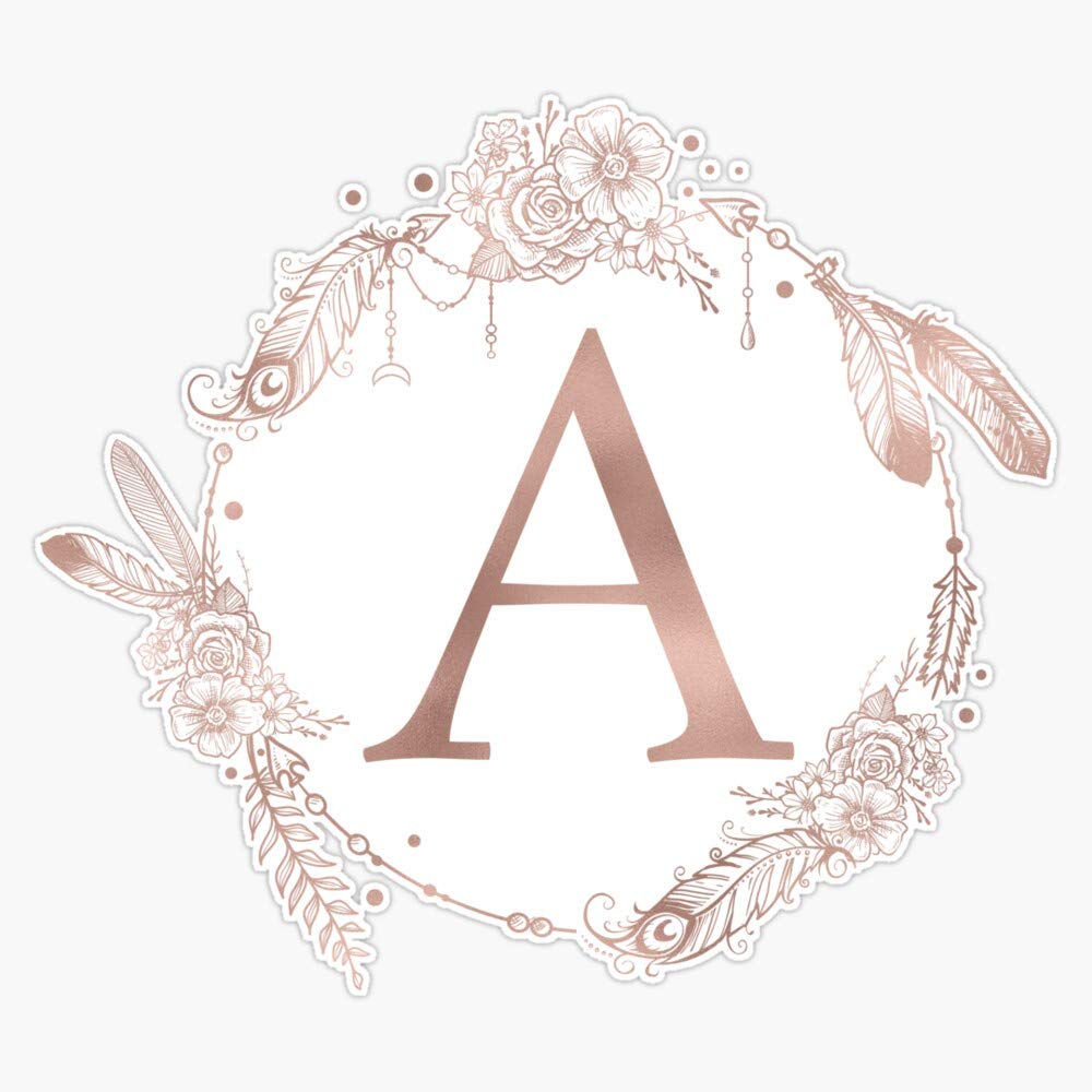 Amazon.com: Letter A Rose Gold Pink Initial Monogram Vinyl Waterproof ...