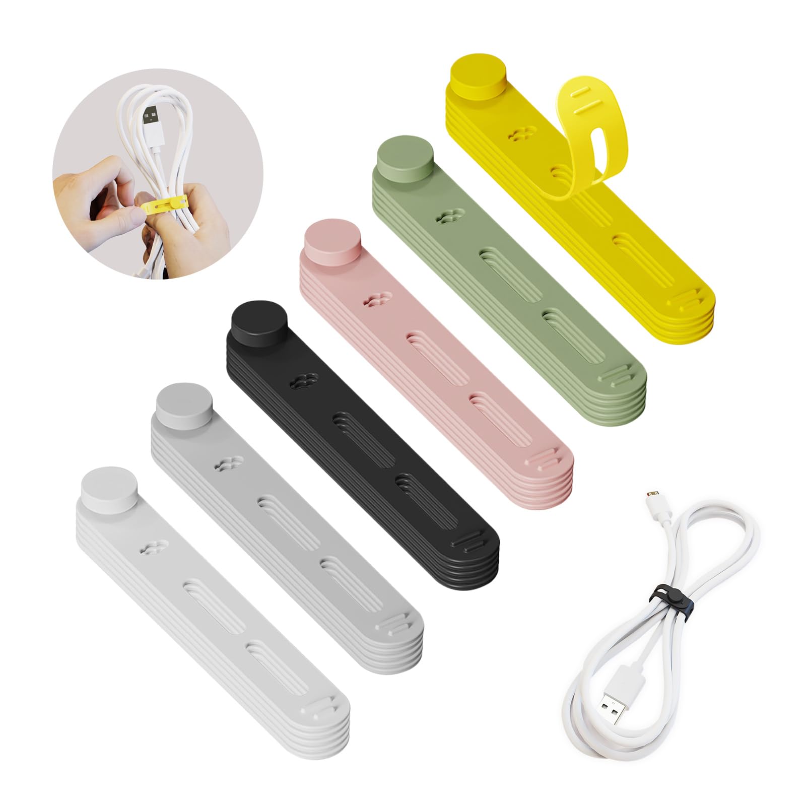 XYOFUN Reusable Silicone Cable Ties,30Pcs Adjustable Multifunctional ...