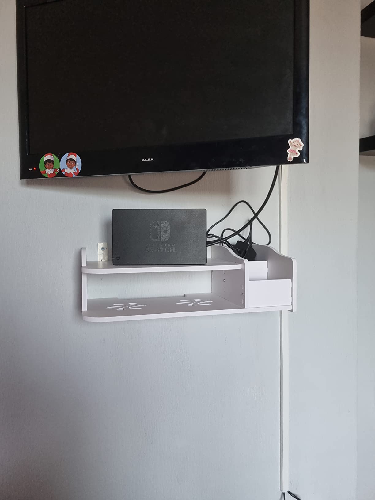 Floating Wall Shelf for Modem Equipment, Small Wall Shelf with Storage ...