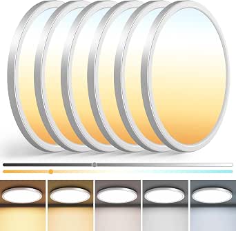 zemty 6Pack 13 inch White LED Flush Mount Ceiling Lights, Dimmable 5 ...