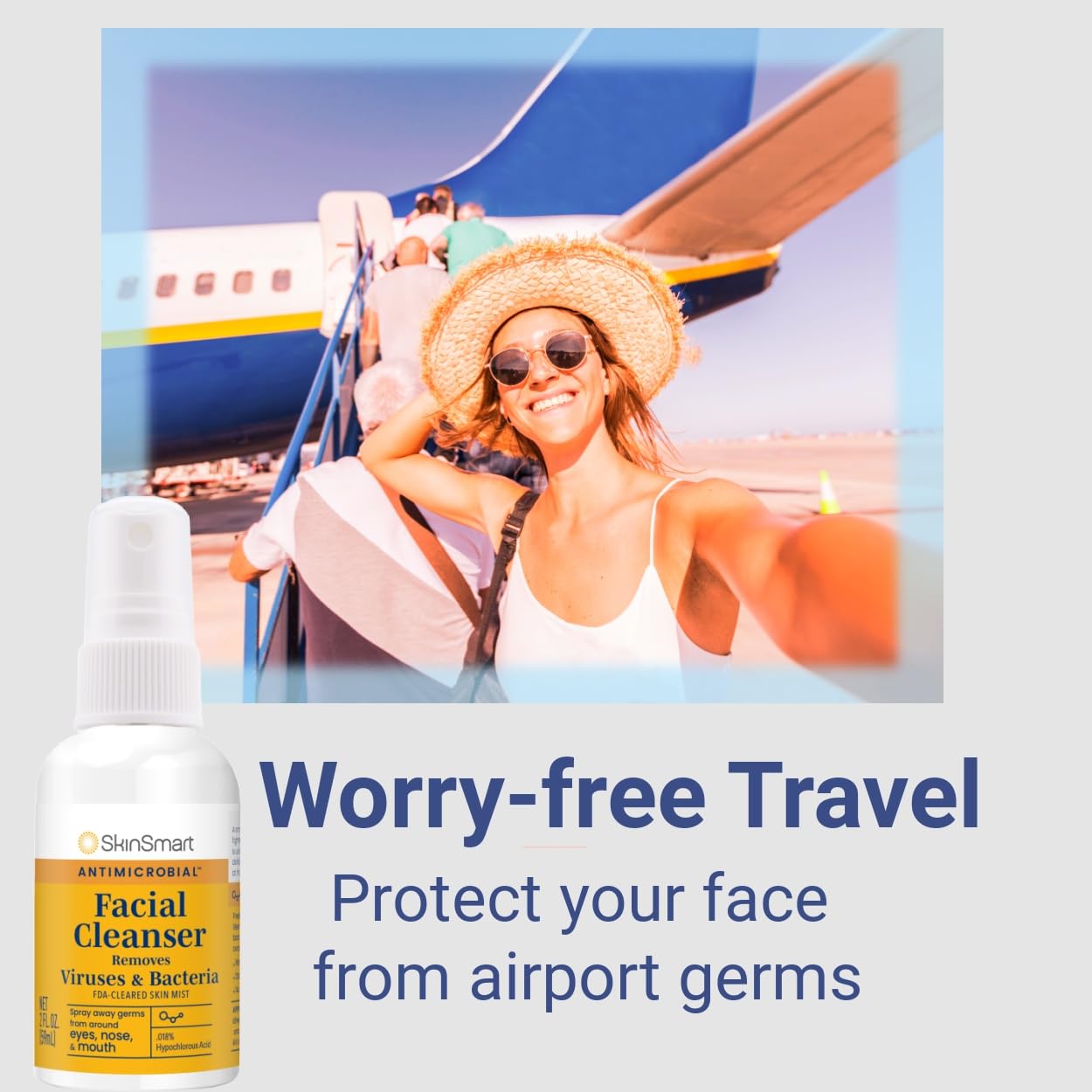SkinSmart Facial Cleanser Spray - Virus & Bacteria Remover, Fights ...