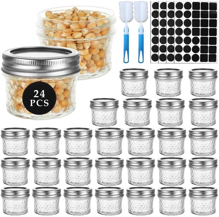 GBACHOOSE 24 Pack Mini Mason Jars, 120ml/4oz Mason Jar with Lids, Small ...
