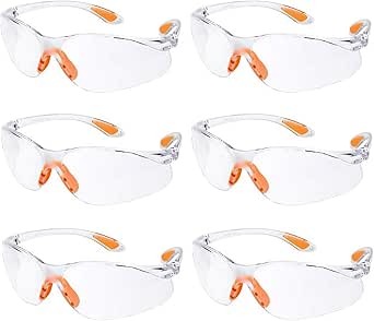 Safety Glasses Pack of 6 Safety Goggles Eyewear Safety Specs Clear Eye ...