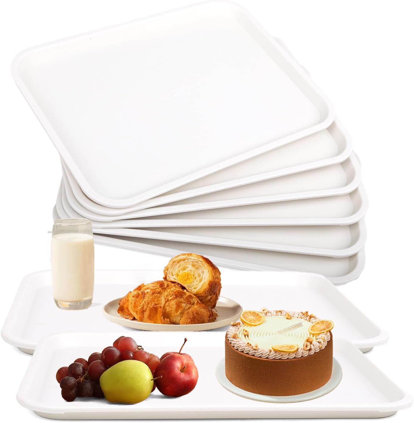 Amazon.com: Fast Food Trays,8 Pack White Plastic Trays Restaurant ...