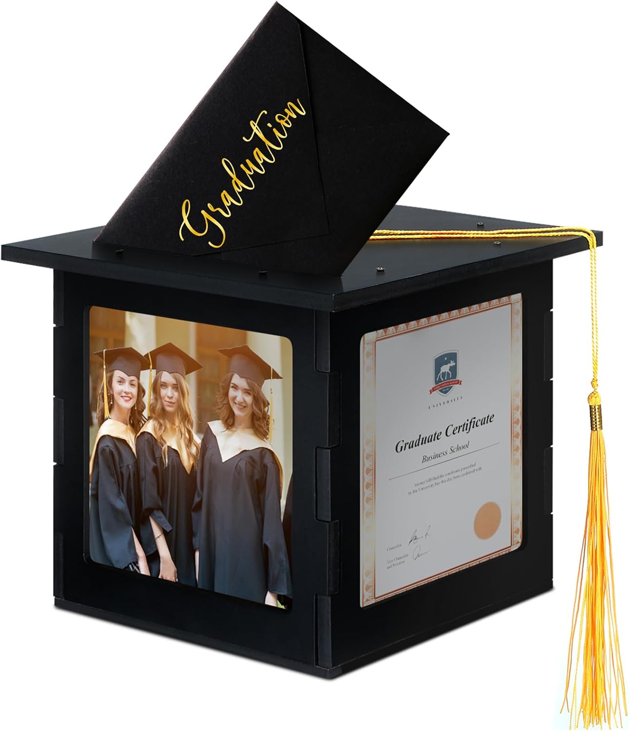 Amazon.com: Menkxi Wooden Graduation Card Box with Picture Frame ...