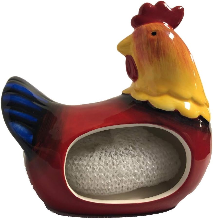 Amazon.com: Ceramic Sponge/Scrubbie Holder (Blue Chicken) : Clothing ...