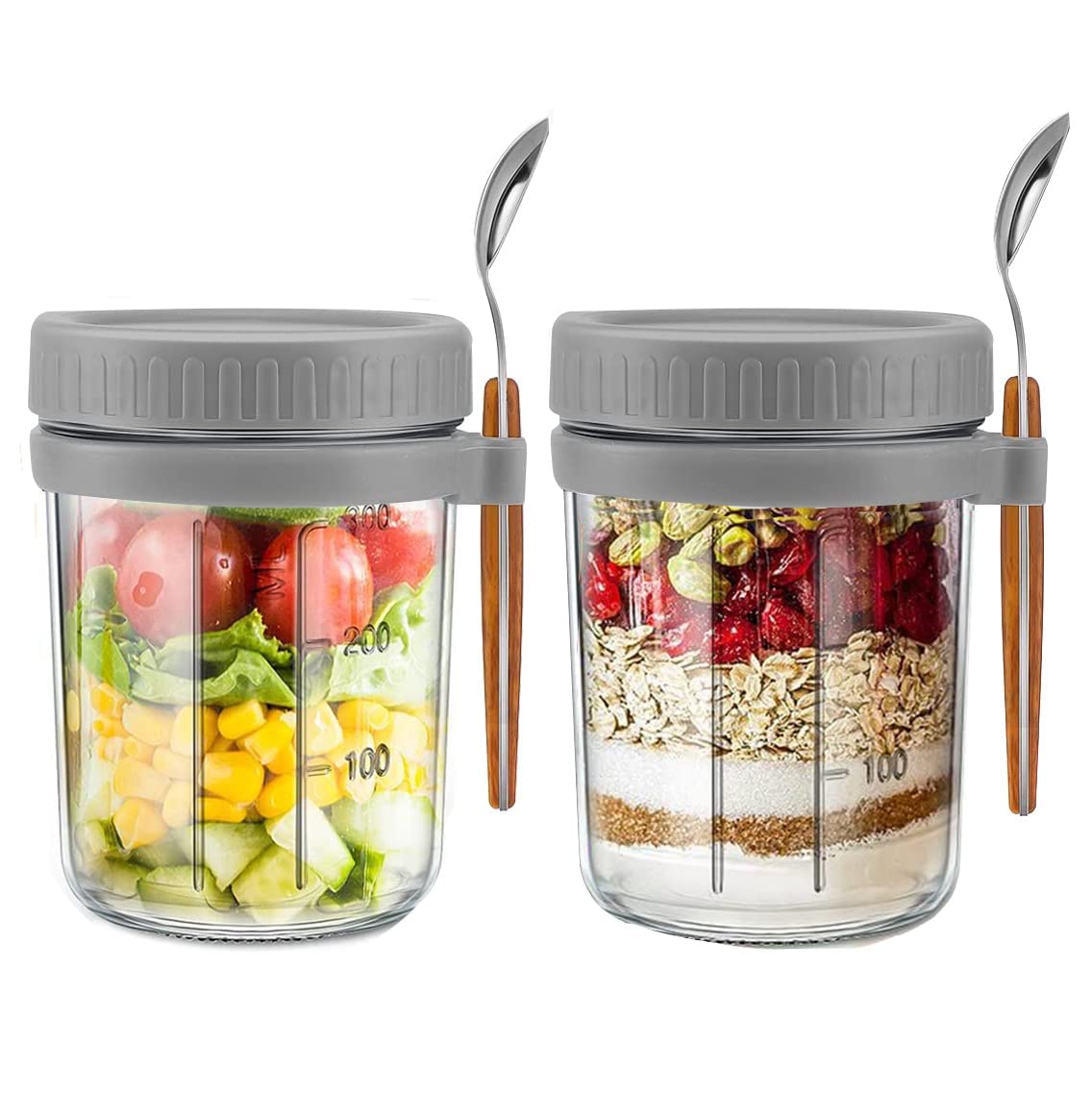 Amazon.com: CGHWBEA Overnight Oats Container - Yogurt Oatmeal Glass ...