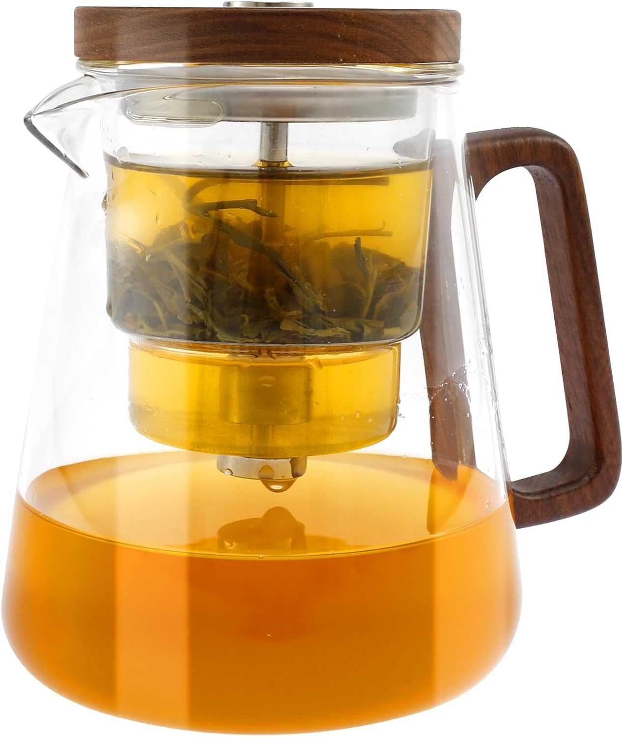 Enchanti Tea Pot, Water Separation Glass Teapot with Wood Handle, Magic ...