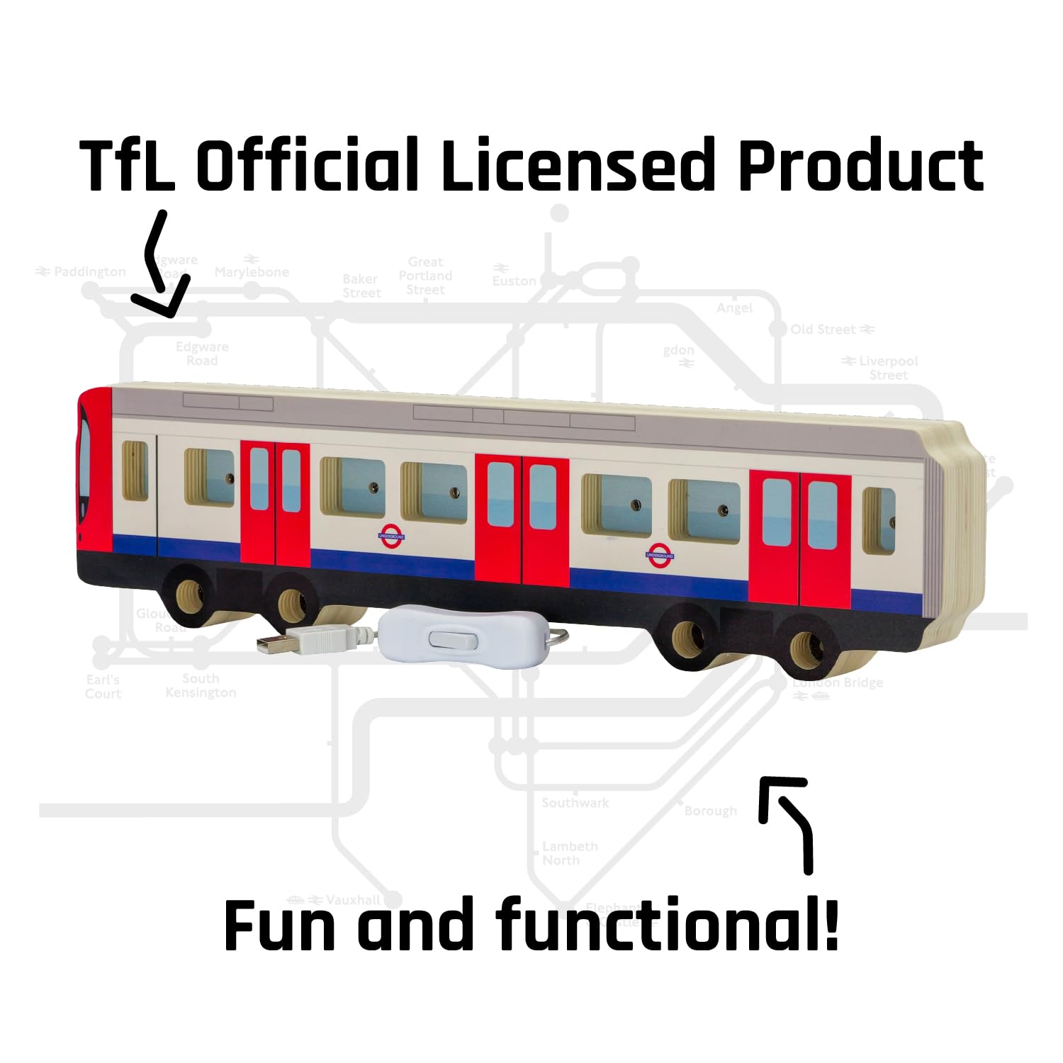 London Underground S Stock Tube Train Table Lamp – Wooden Nightlight ...