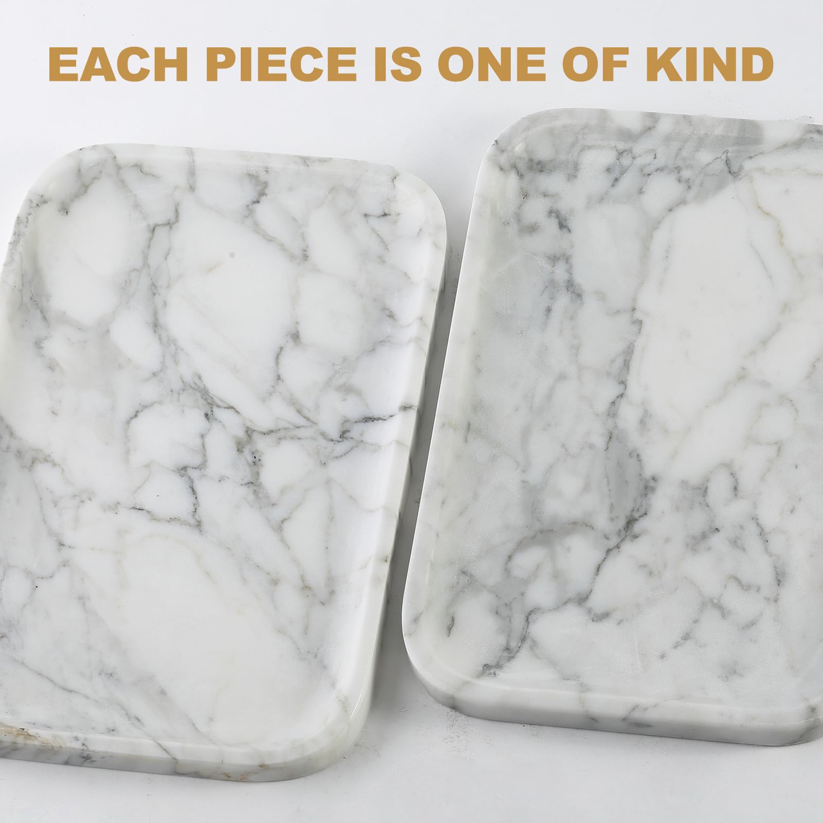 Koville Italian Natural Marble Serving Tray, 11.8â€?x7.8â€? Arabescato ...