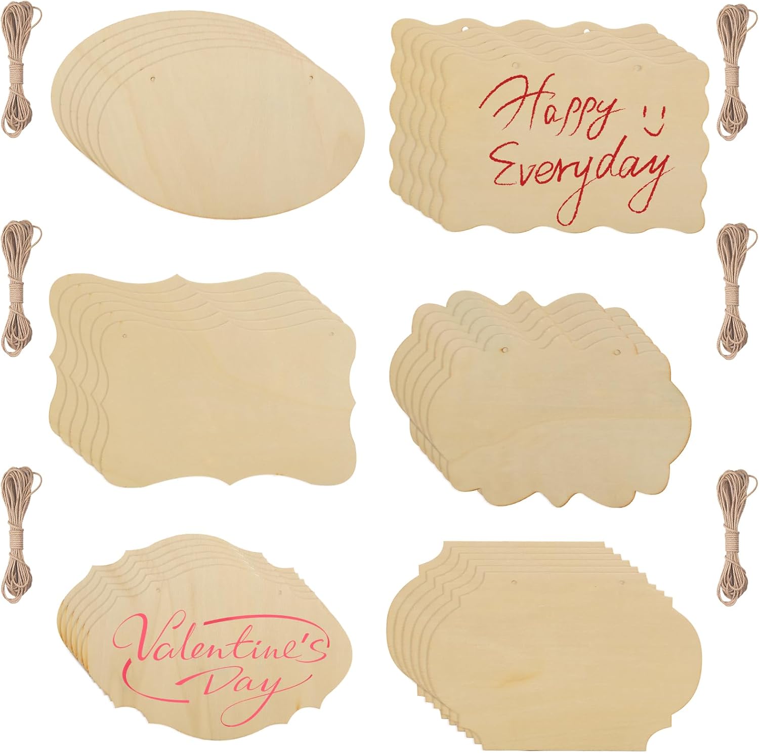 Amazon.com: 36 Pcs Unfinished Hanging Wood Sign with Ropes, Rectangle ...