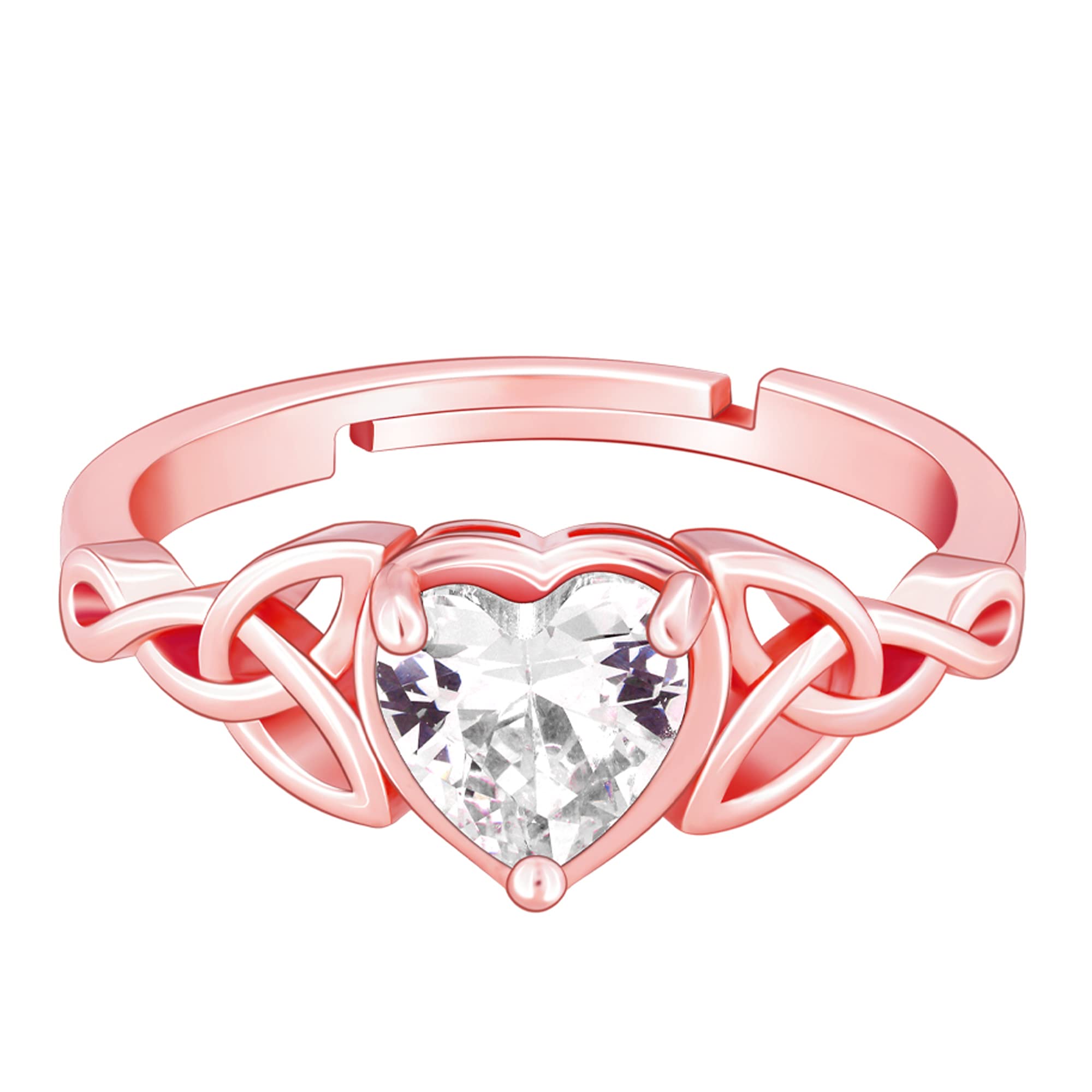 GIVA 925 Silver Rose Gold I Promise My Heart Ring, Adjustable ...