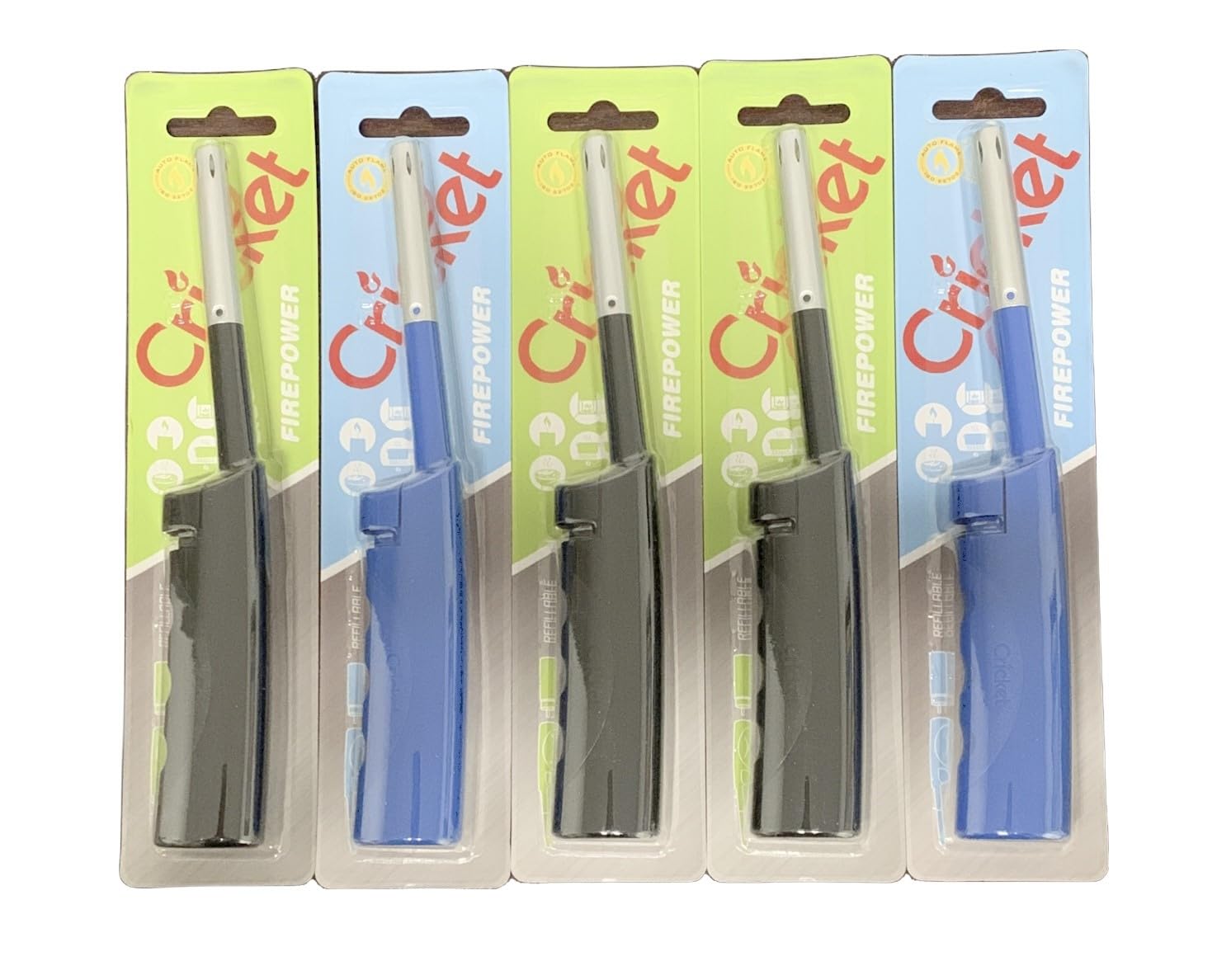 5 Pack Cricket Firepower Refillable Lighters - BBQ Kitchen Candle Gas ...