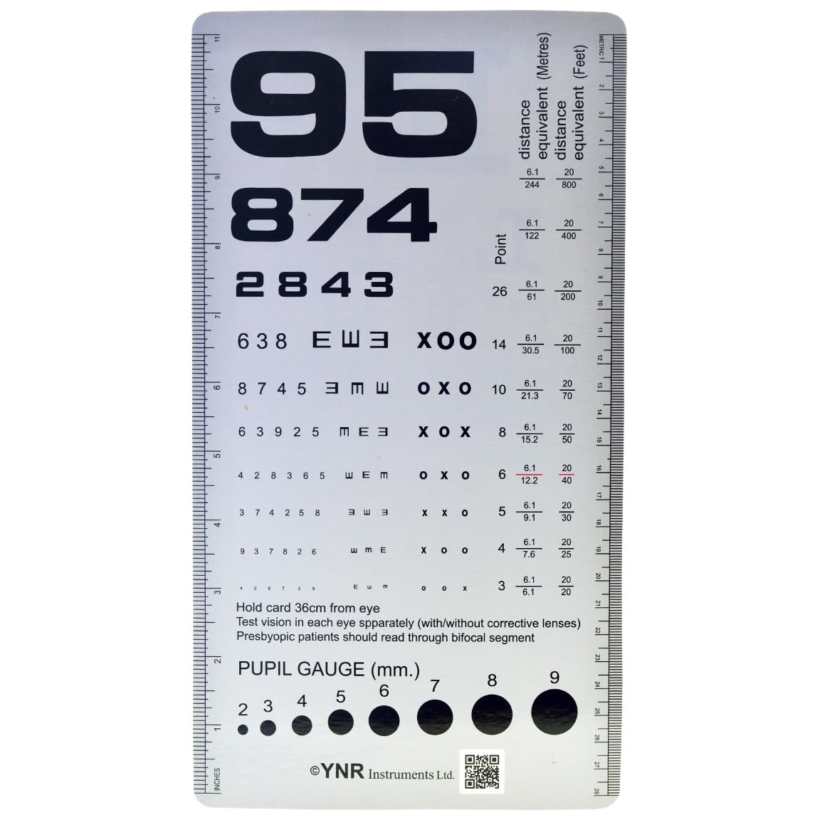 Pocket Eye Chart, 2 in 1 Snellen Eye Chart, Rosenbaum Pocket Eye Chart ...