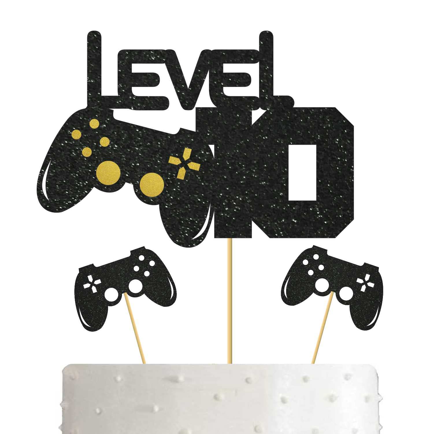 Buy SVM CRAFT® Black Glitter Level 10 Cake Topper-Level Up 10th ...