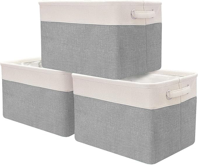 3 Pieces Organizing Storage Baskets 40*30*25cm/EA, Rectangular Fabric ...